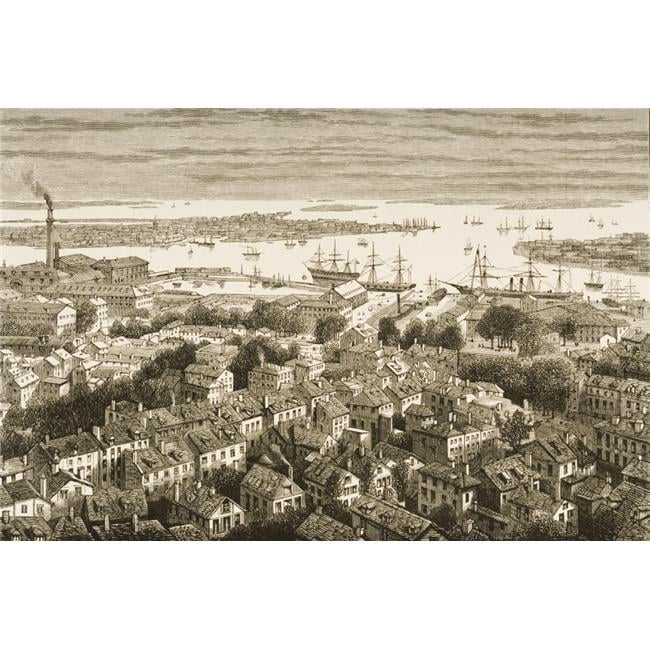 View Of Boston Massachusetts From Bunkers Hill In 1870S From American ...