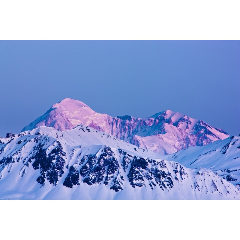 View Of Dawn Alpenglow On The North And South Summits Of Mount Mckinley ...