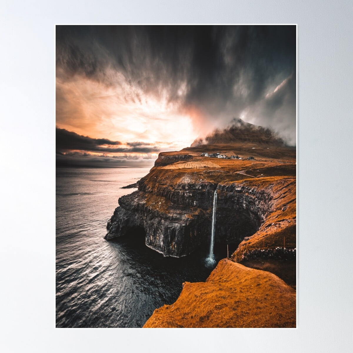 View Of Gasadalur At The Faroe Islands Poster Wall Art, Modern Wall ...