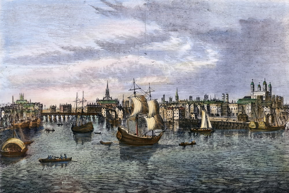 View Of London, 1550. /Nlondon As It Appeared In 1550, Viewed From The ...