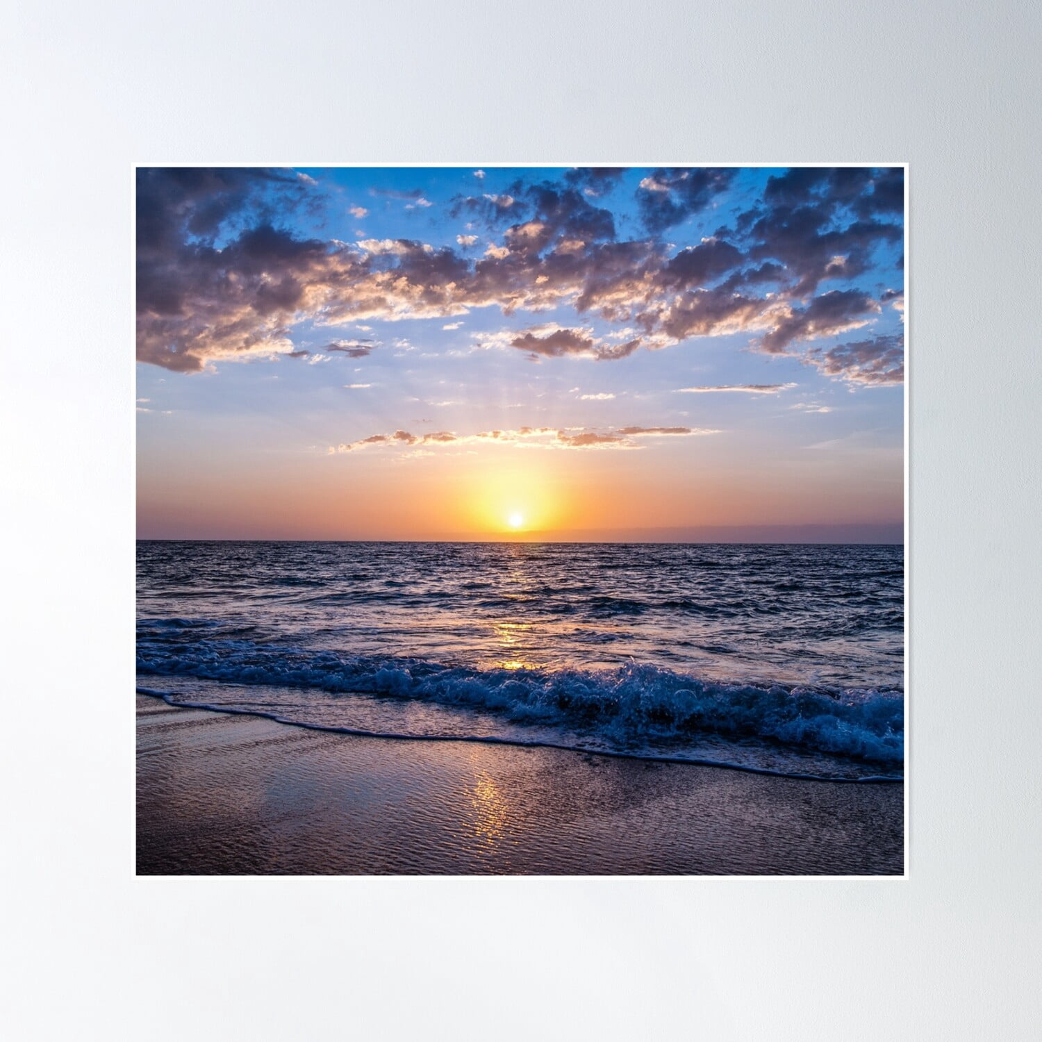 View Of Sunrise From The Beach Poster Wall Art, Modern Wall Decor ...