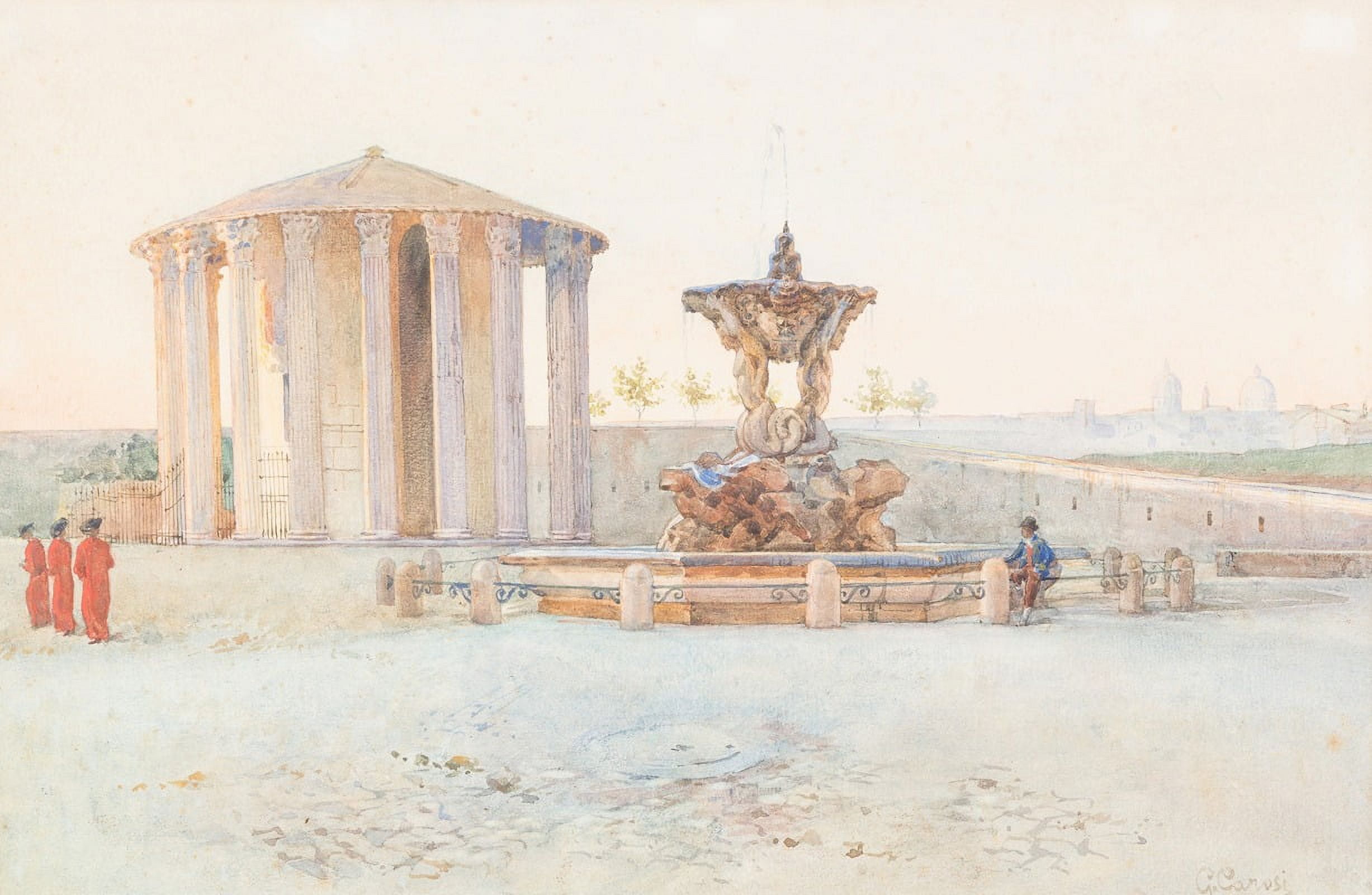 View On The Foro Boario With Temple Of Hercule Victor And Triton-Fountain Poster Print by ...