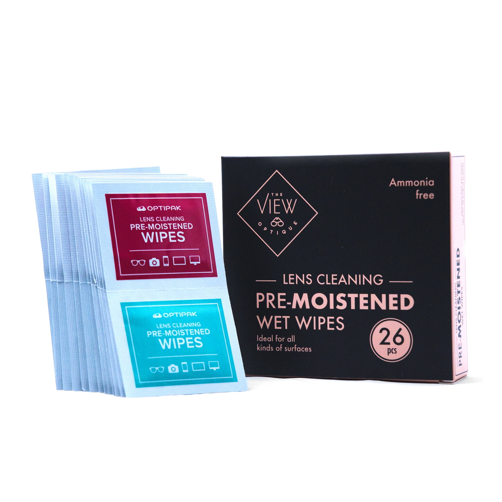 The View Optique Pre-Moistened Wipes for Glasses - Eye Glasses Cleaner ...