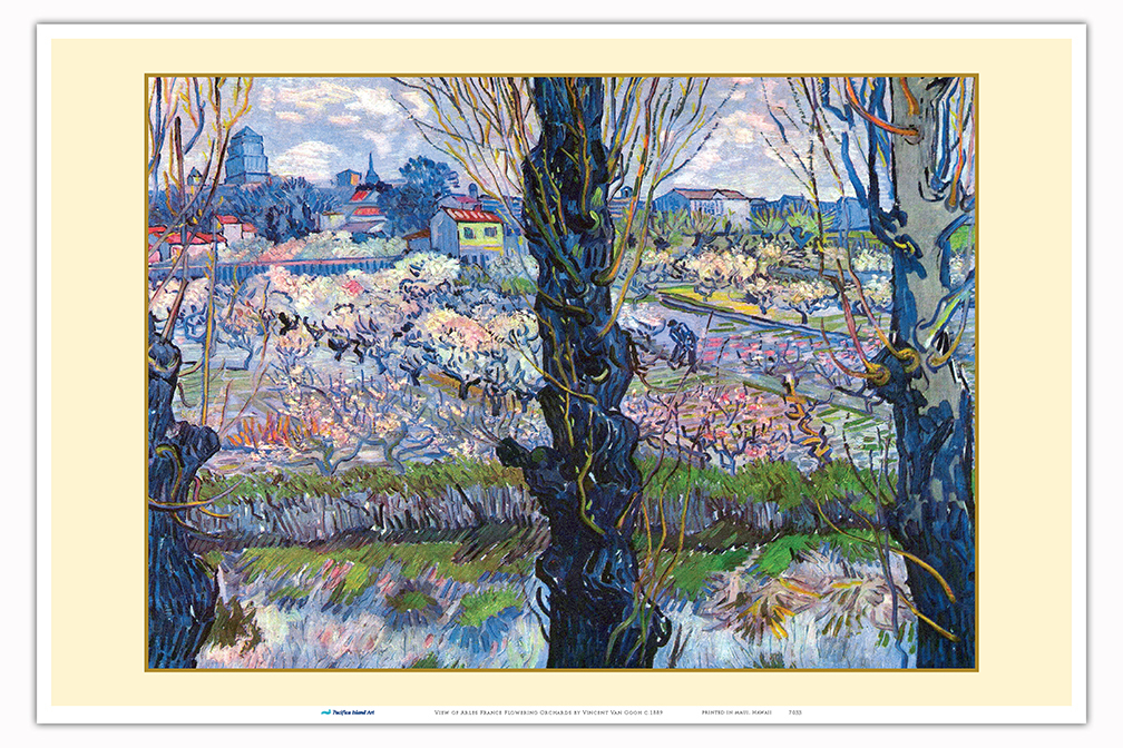 View of Arles France Flowering Orchards - From an Original Color ...