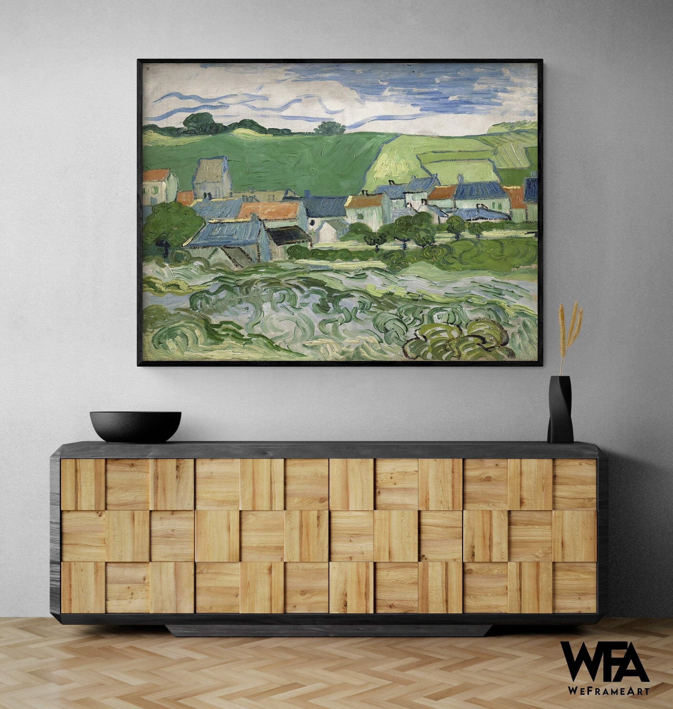 View of Auvers by Vincent Van Gogh, Multicolor Houses Print, Bright Van ...