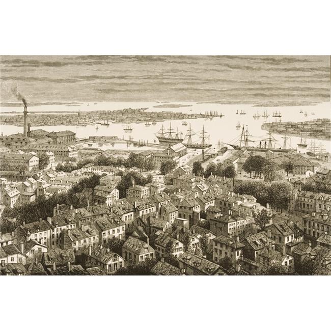View of Boston Massachusetts From Bunkers Hill In 1870S From American ...