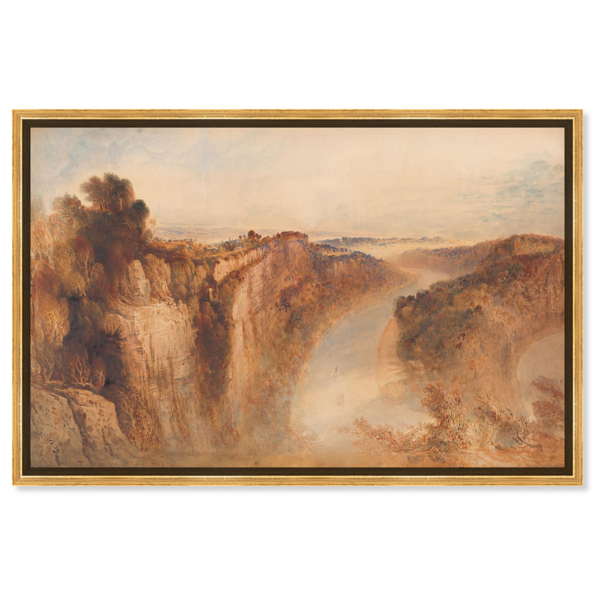 View on the River Wye Canvas Vintage Landscape Art by Art Remedy, Gold ...