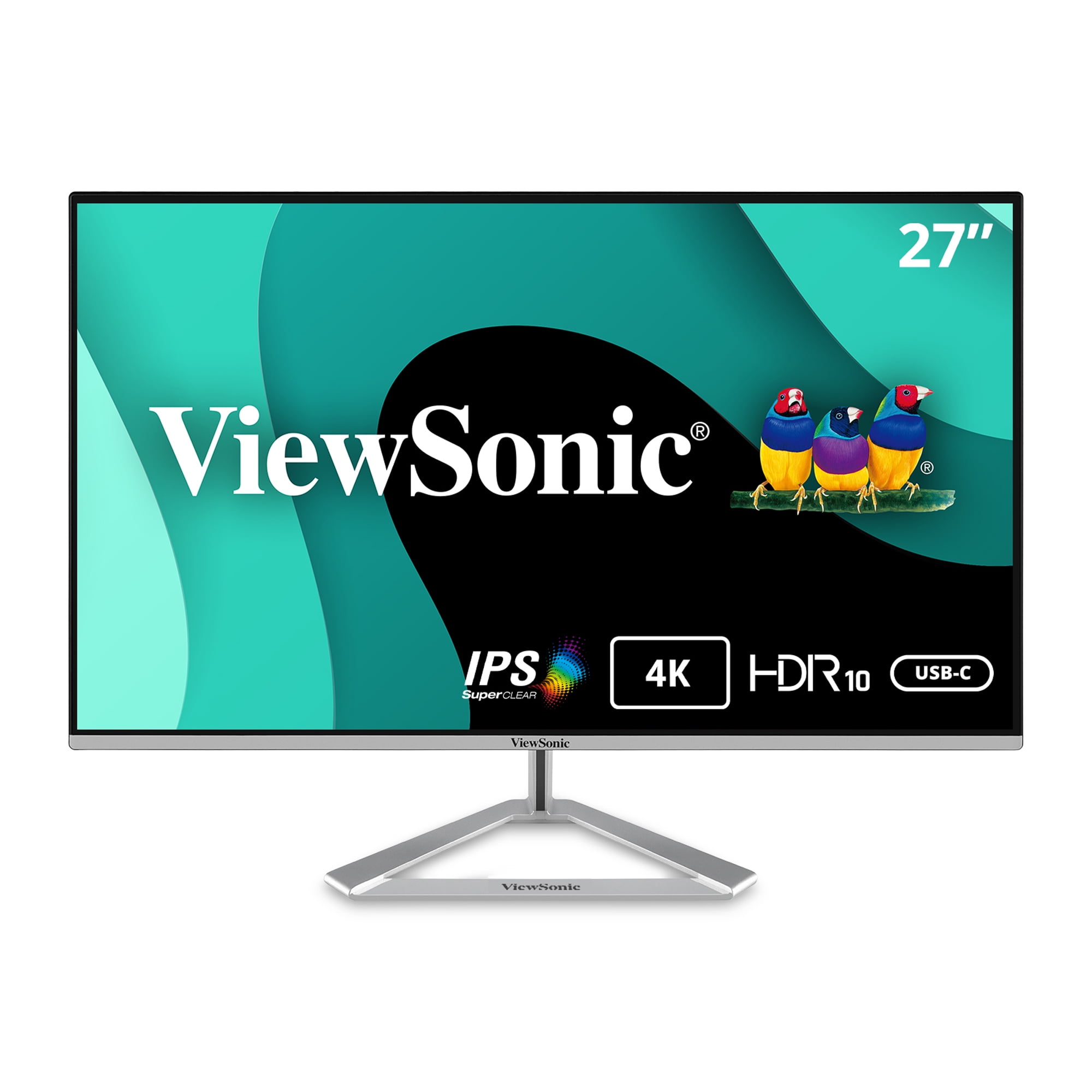 ViewSonic 27" 4K Ultra HD 60Hz LED Monitor, Silver, HDR10, USB-C ...