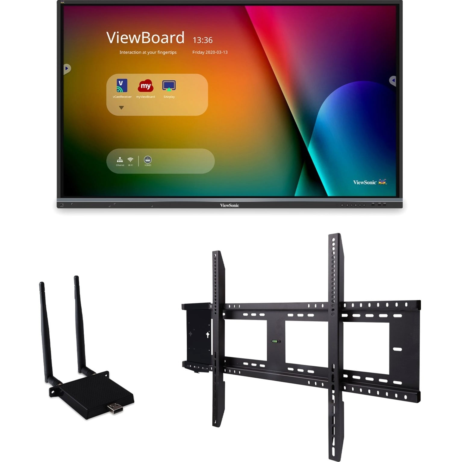 "ViewSonic IFP7550-E1, 75"" 4K Interactive Display with WiFi Adapter ...