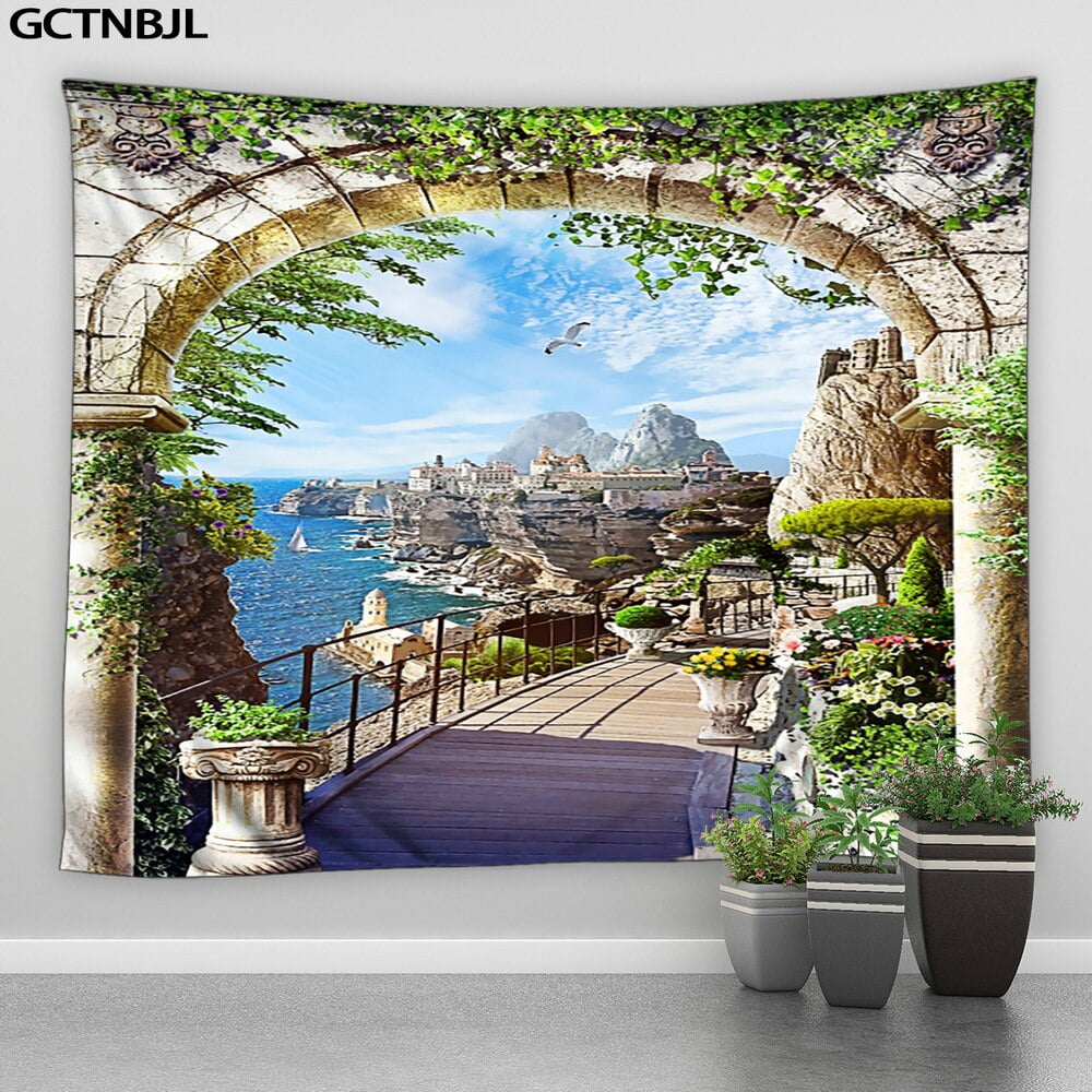 Viewing Platform Tapestry Beautiful Landscape Ancient Rome Middle Ages ...