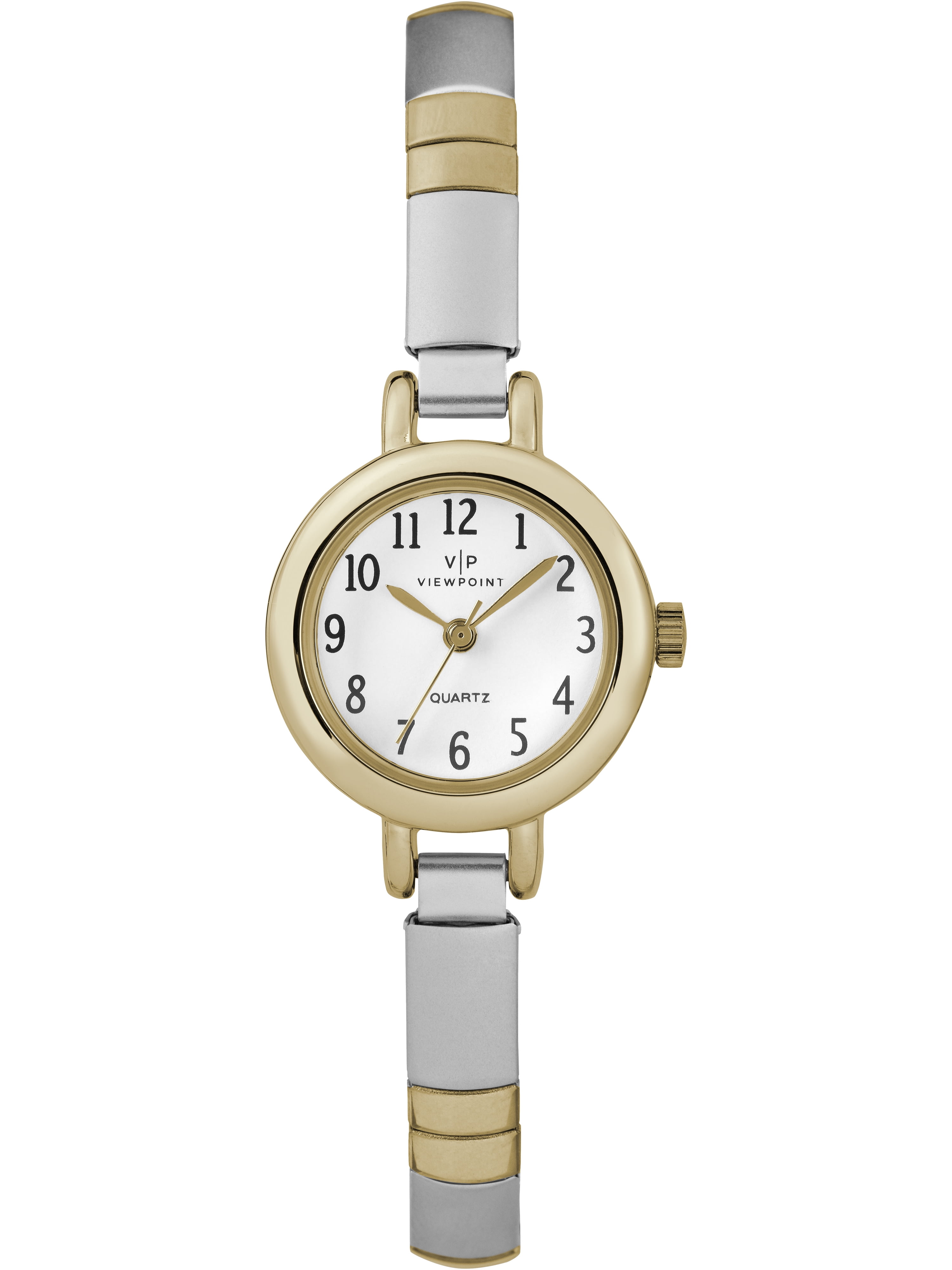 Viewpoint by Timex Women's 22mm White Dial Watch, Two-Tone Expansion ...