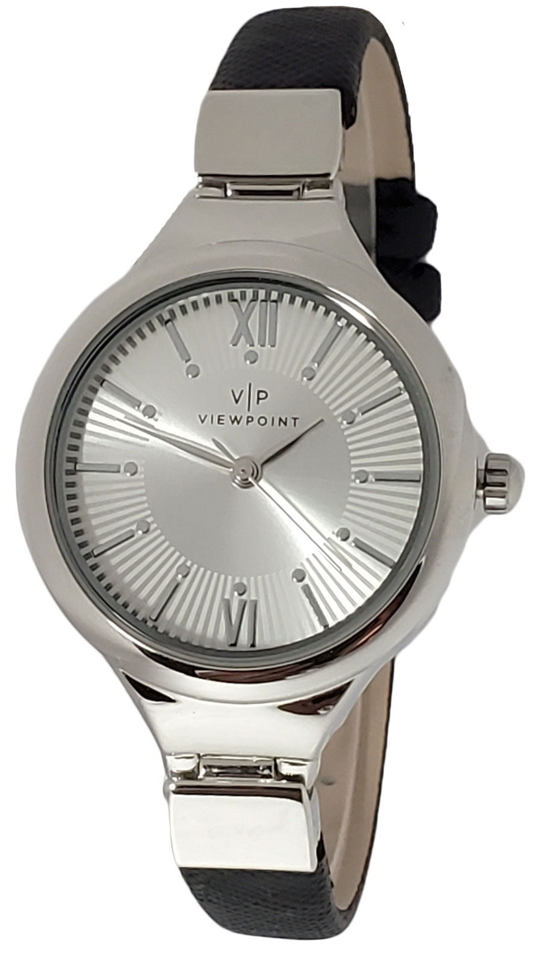 Viewpoint by Timex Women's 30mm Silver-Tone Dial Black Strap Watch ...