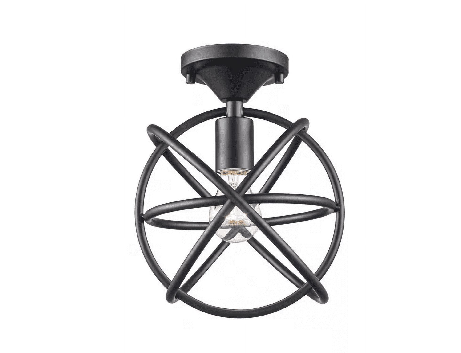 Viewridge 10 in. 1-Light Black Semi-Flush Mount Ceiling Light Fixture ...