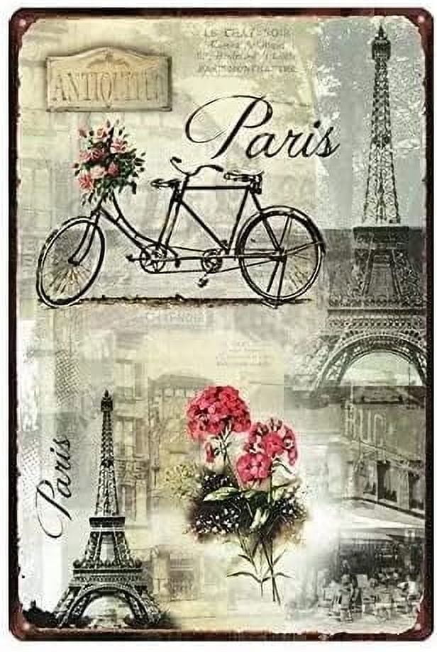 Views of Paris Metal Tin Signs- Exquisite Wall Art Decor Inspirational ...