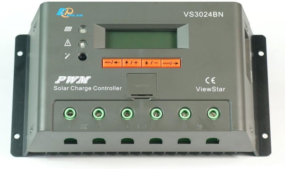Viewstar VS3024BN PWM Solar Charge Controller 30A 12/24V with LCD Display for Solar Battery ...