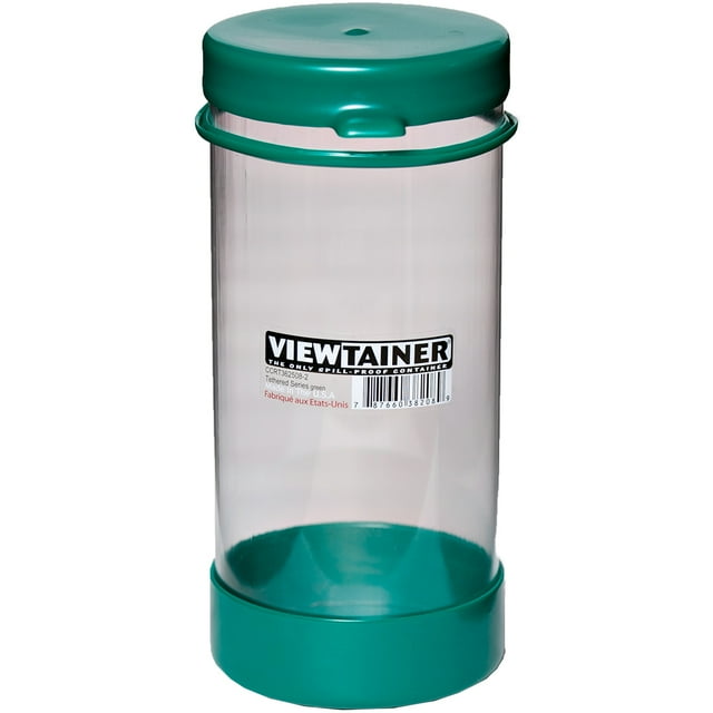 Viewtainer Tethered Cap Storage Container, 3.625" x 8", Green - Walmart.com
