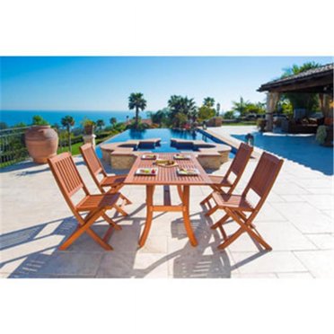 Malibu Outdoor 3-piece Wood Patio Curvy Legs Table Dining Set - Walmart.com