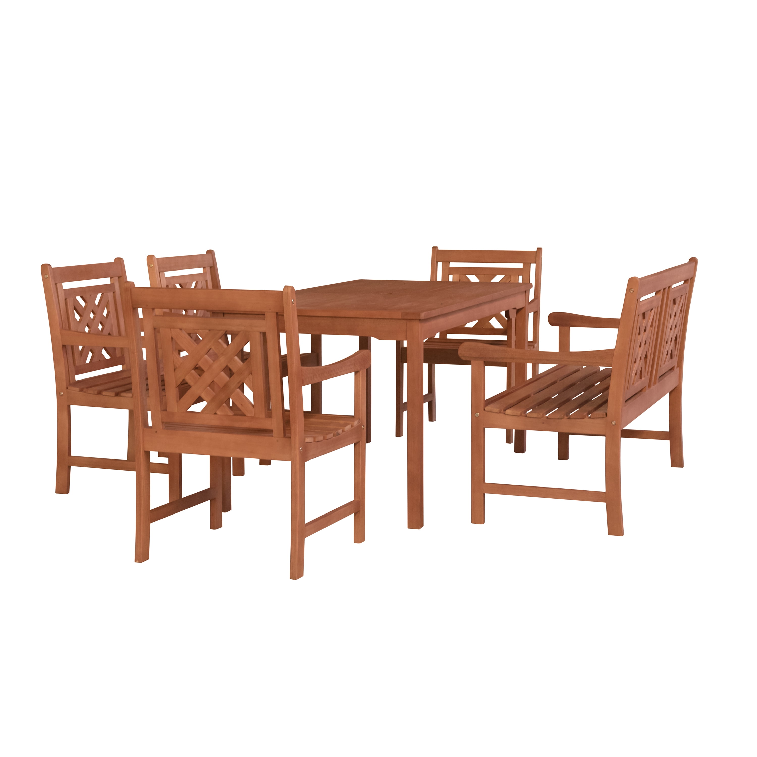 Vifah Malibu Outdoor 6-piece Wood Patio Rectangular Table Dining Set ...