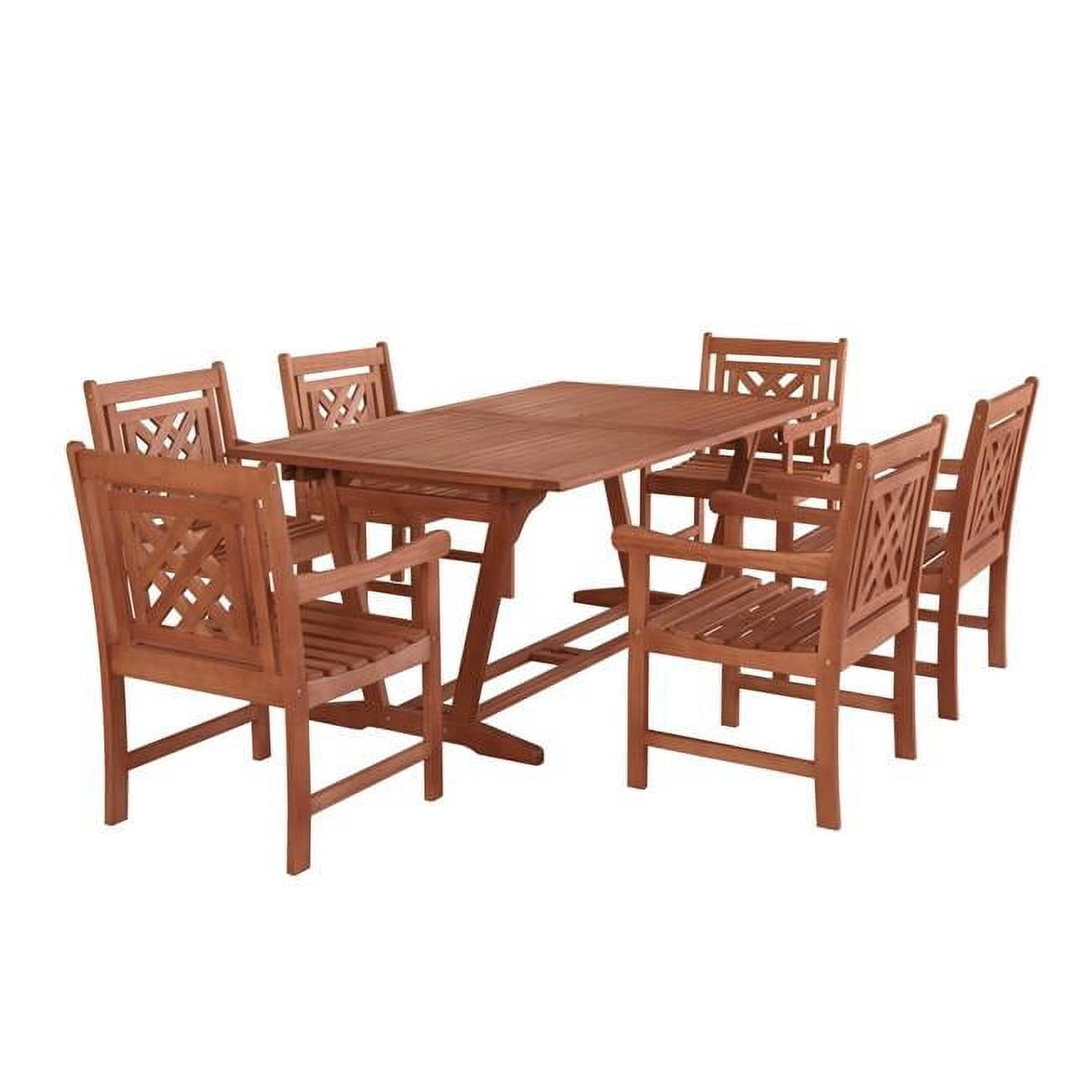 Vifah Malibu 7 Piece Extendable Patio Dining Set in Natural - Walmart.com