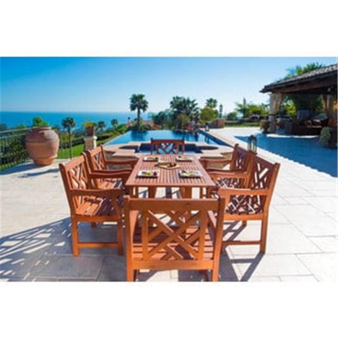 Vifah Malibu 7 Piece Wood Patio Dining Set - Walmart.com