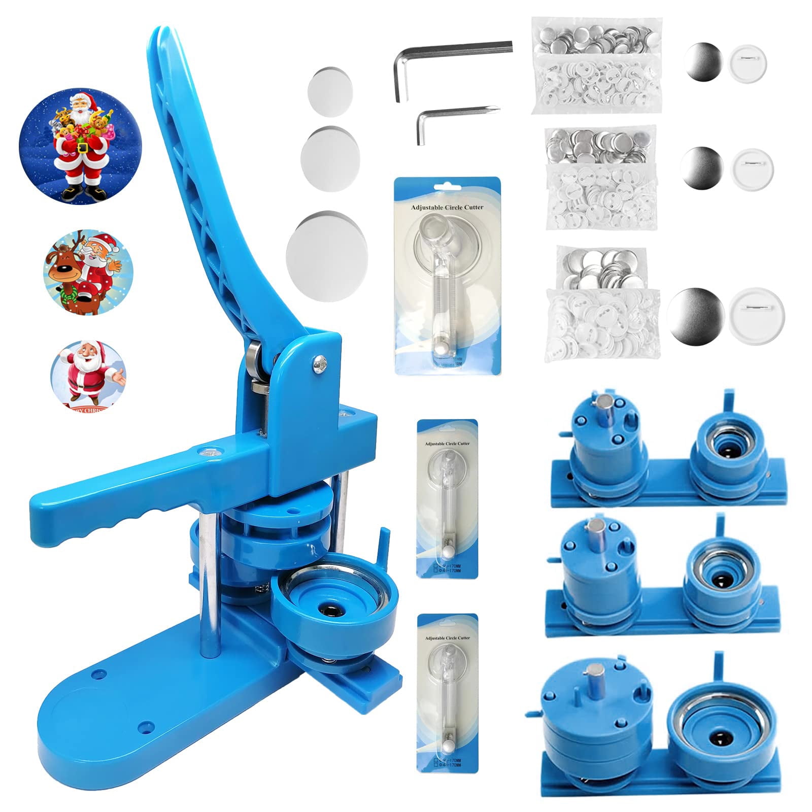 DEWIN Button Maker Machine DIY Pin Badge 1+1.25+2.25 inch with 300Pcs ...