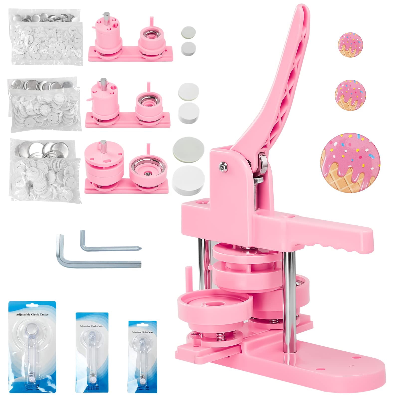 Maxmartt DIY Pin Button Maker Machine 300Pcs Button Parts 1+1.25+2.25 ...