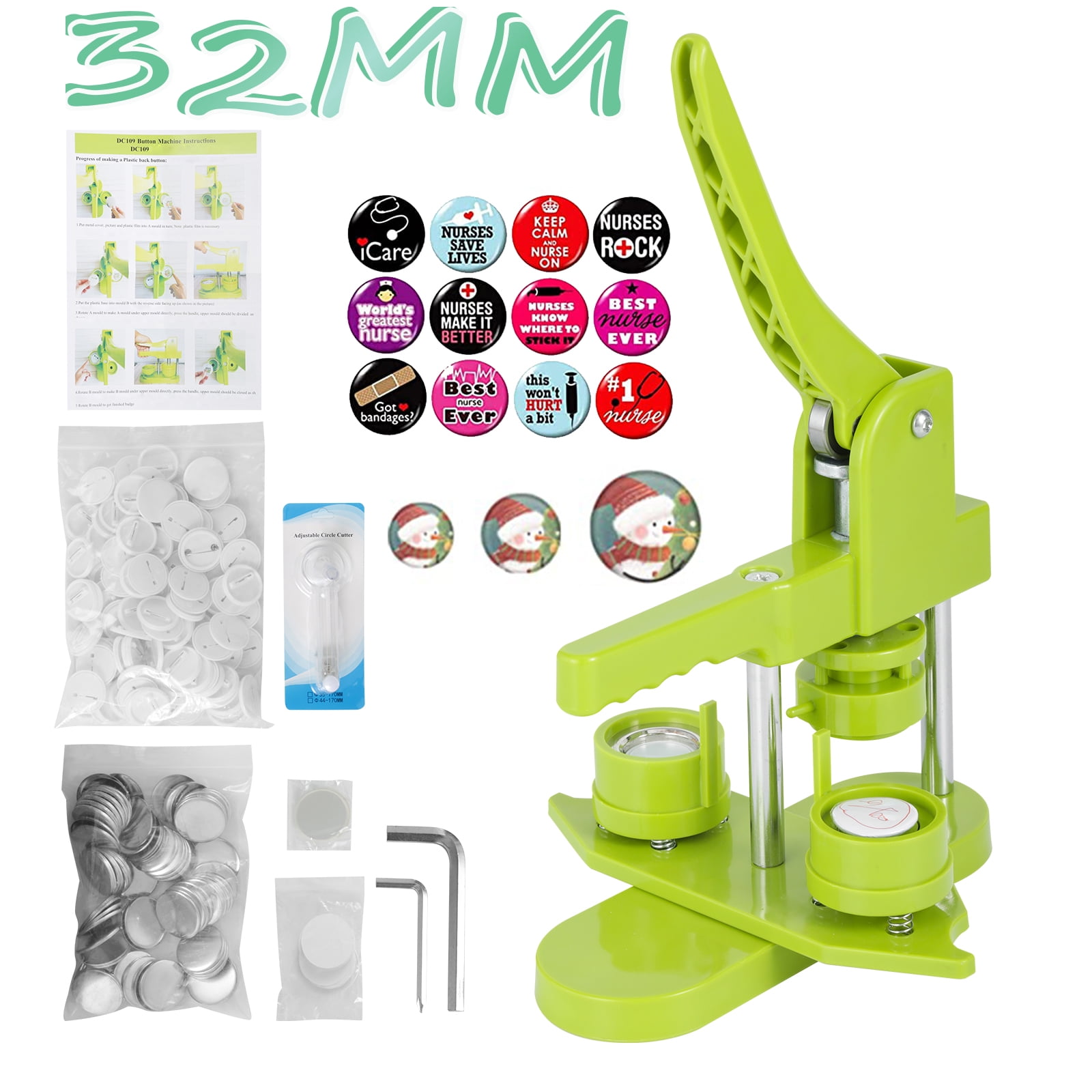 DEWIN DIY Pin Button Maker Machine with 100Pcs Button Parts Badge Punch ...