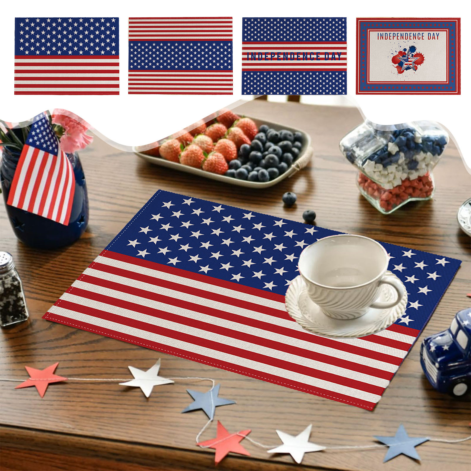 Viflosae 4th of July Independence Day Patriotic Placemats And Coasterss ...