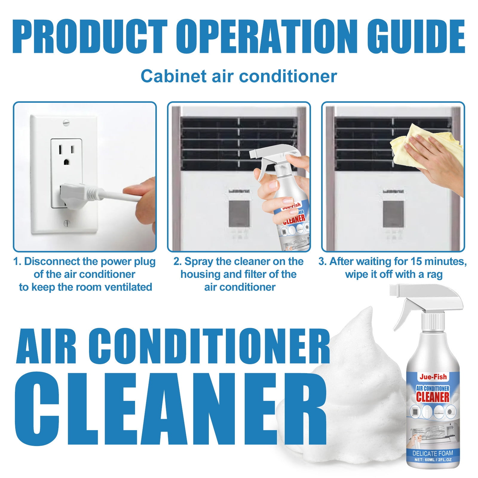 Viflosae Air Conditioner Foaming Cleaner, 60ml No Washing Air ...