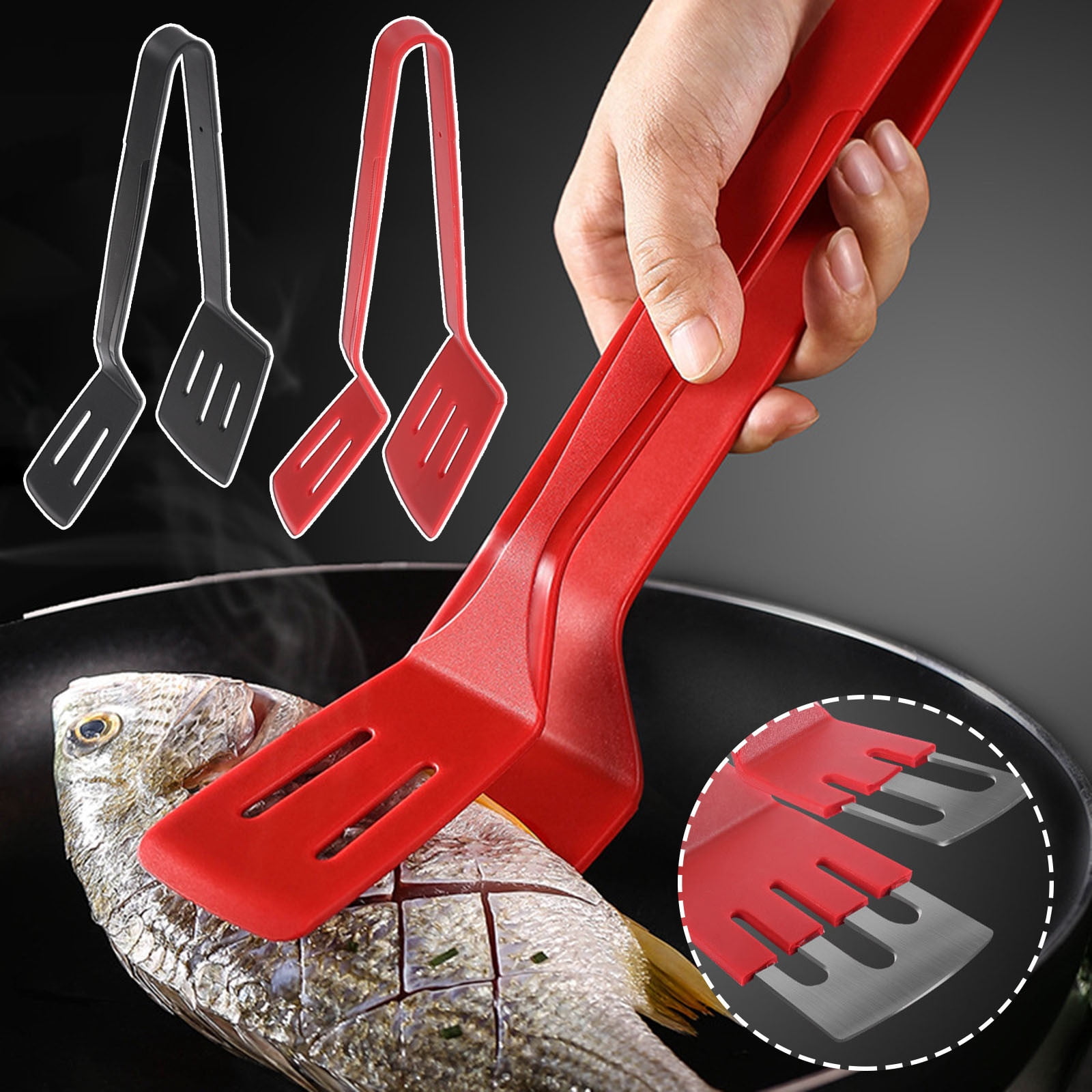 Viflosae BBQ Tongs Grill Tongs Fish Spatula Clip Steak Clip Hollowed ...