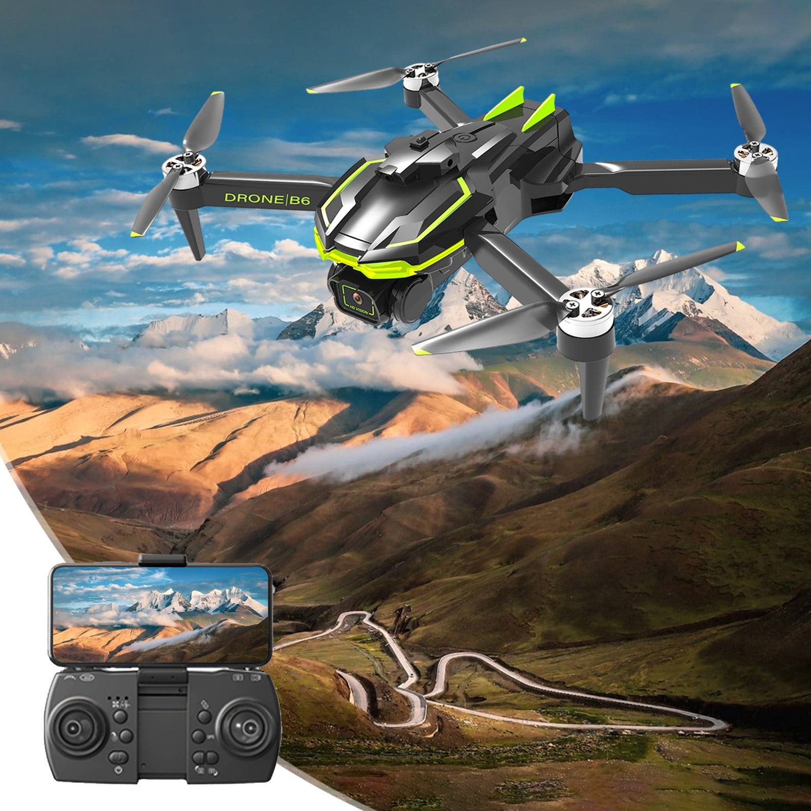 Viflosae Brushless Motor Drones With 2 Cameras Wind Resistance Headless ...