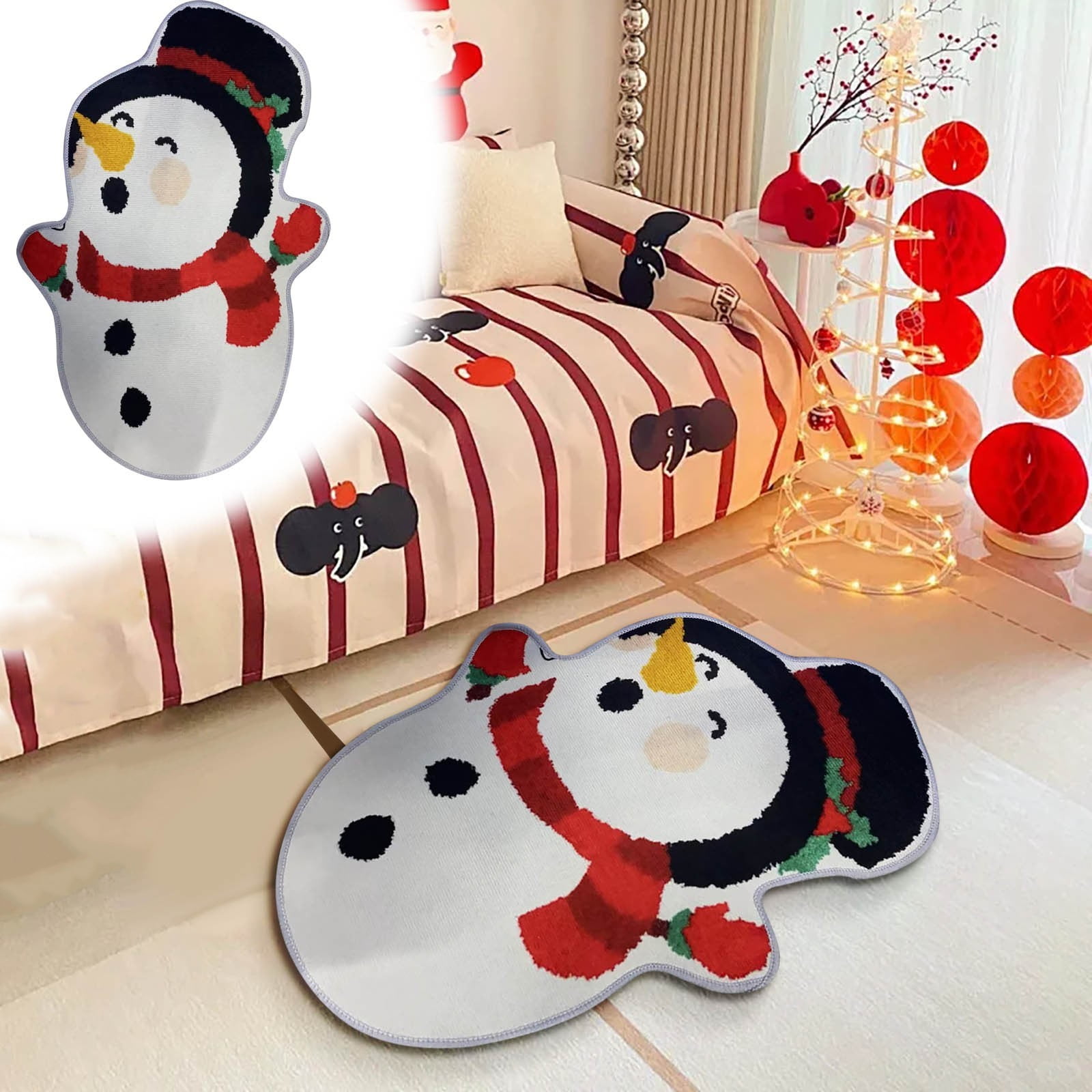 Viflosae Christmas Rugs Indoor Christmas Rugs Christmas Snowman ...