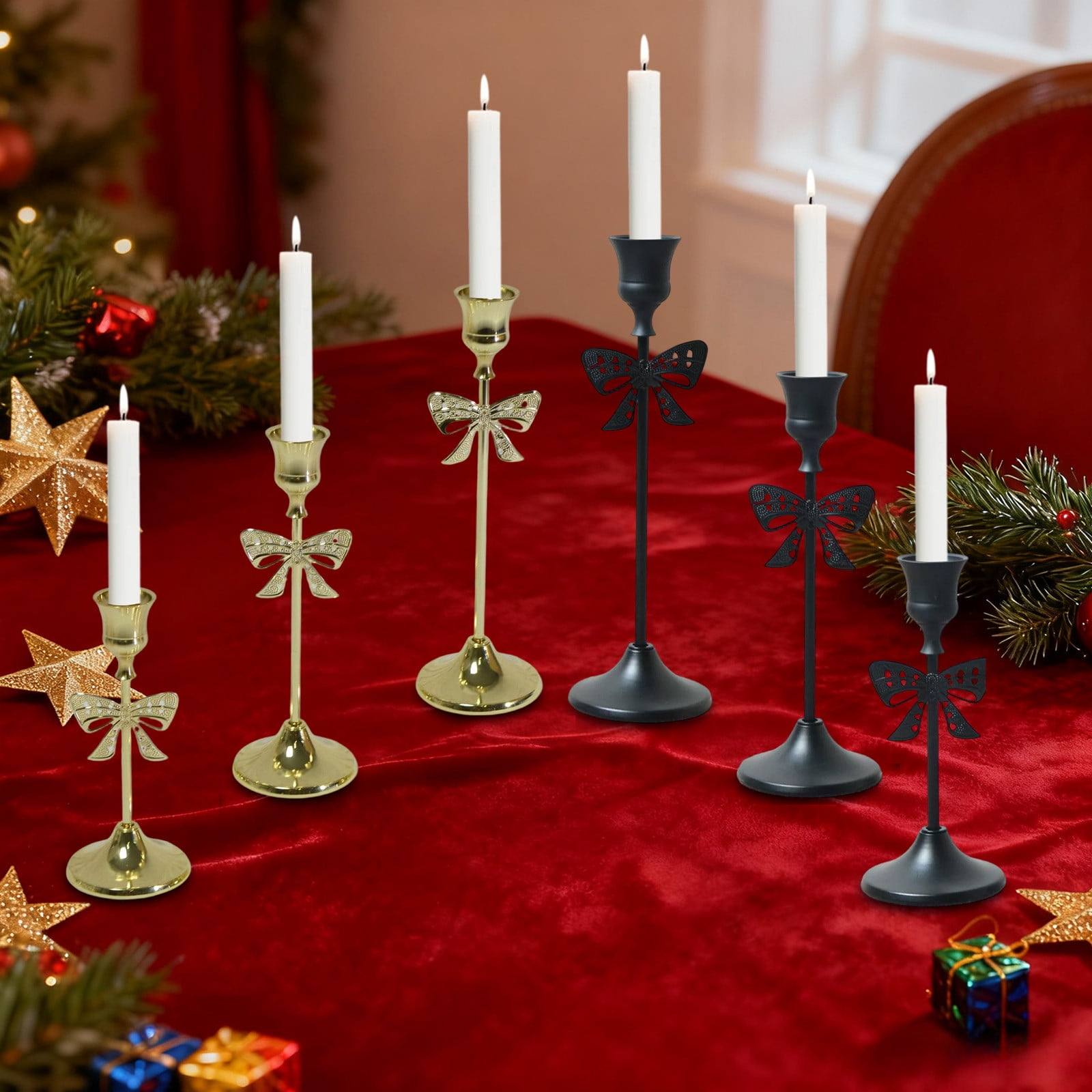 Viflosae Christmas Tree Candlesticks Candle Holders Christmas Iron ...