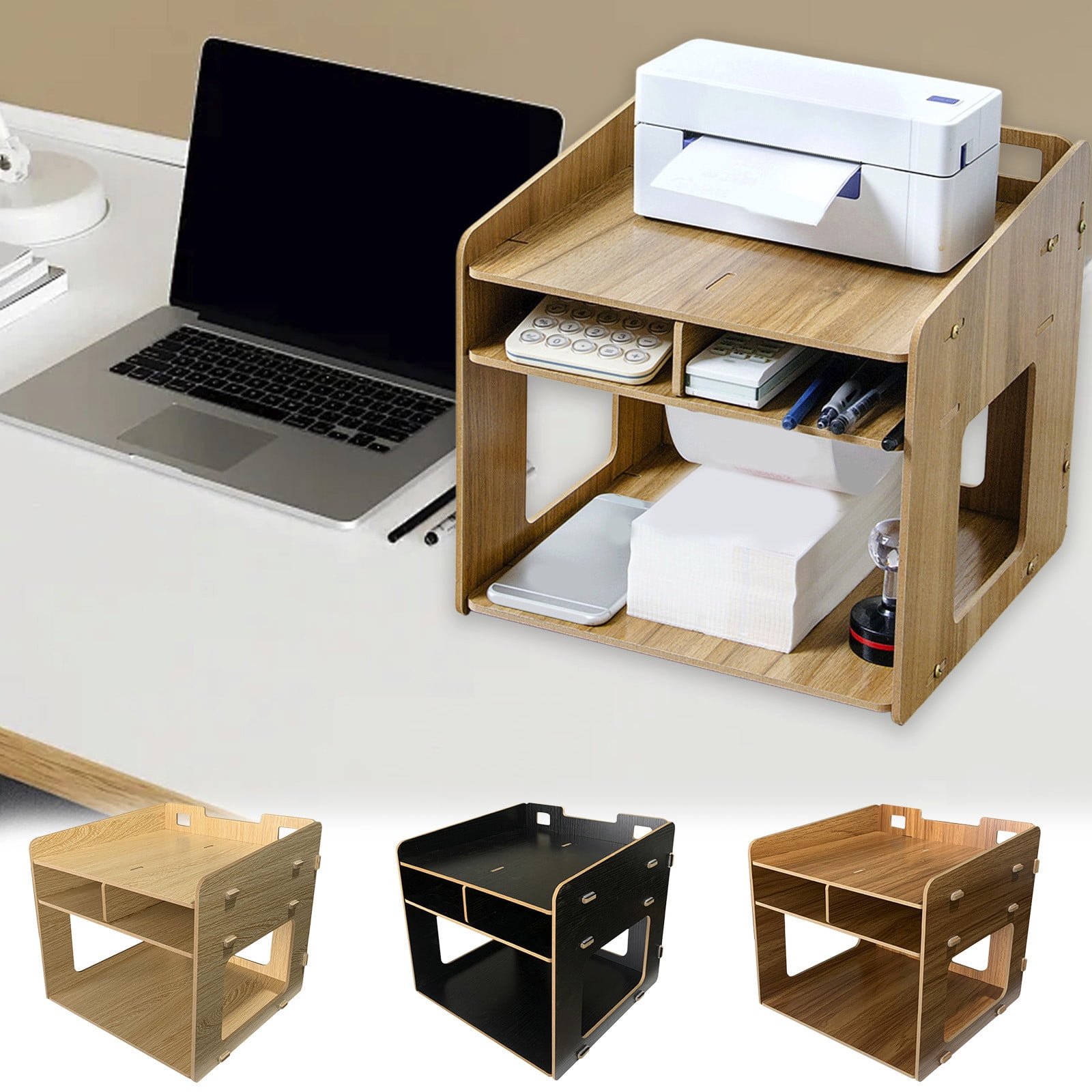 Viflosae Corner Shelf Floating Desktop Organizer Cabinet Wood Desk ...