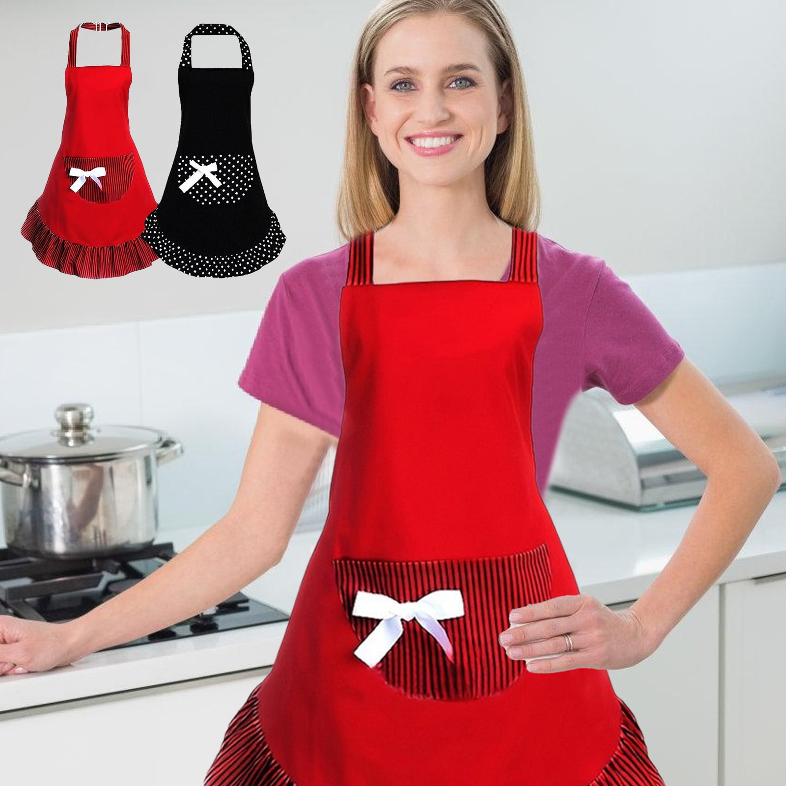 Viflosae Cute Apron Waterproof Apron Bow Apron Restaurant Apron Lovable ...