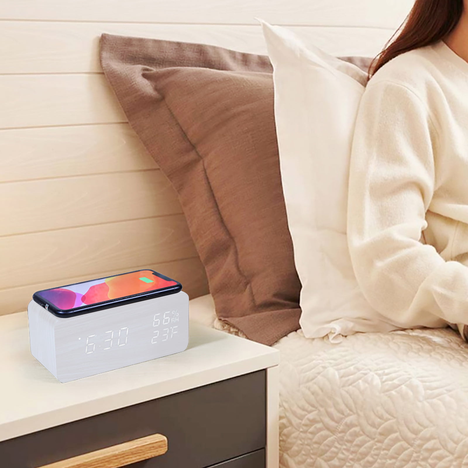 Viflosae Digital Alarm Clock With Wireless Charging Digital Temperature ...