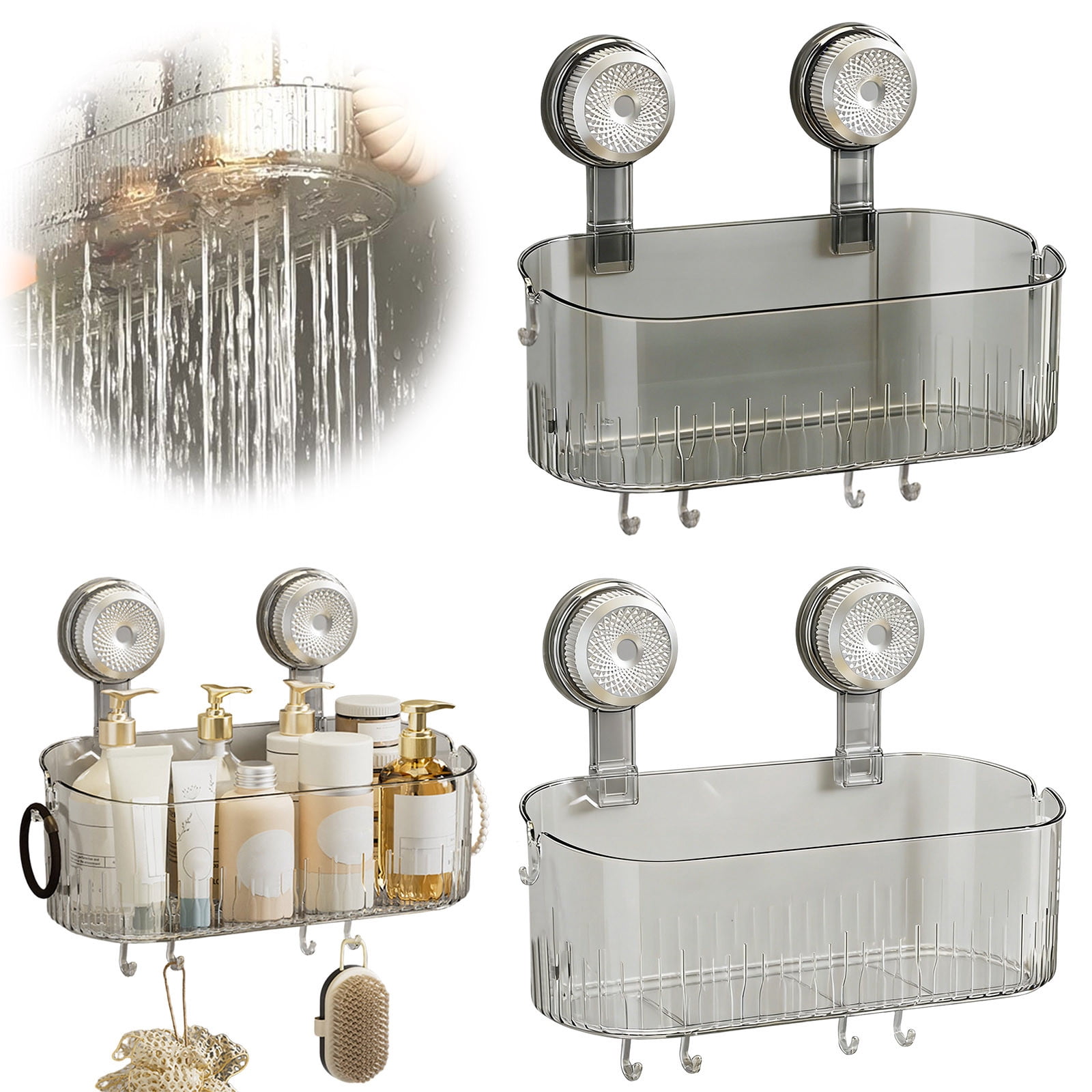 Viflosae Floating Shelves for Wall No-Drill Bathroom Suction Storage ...
