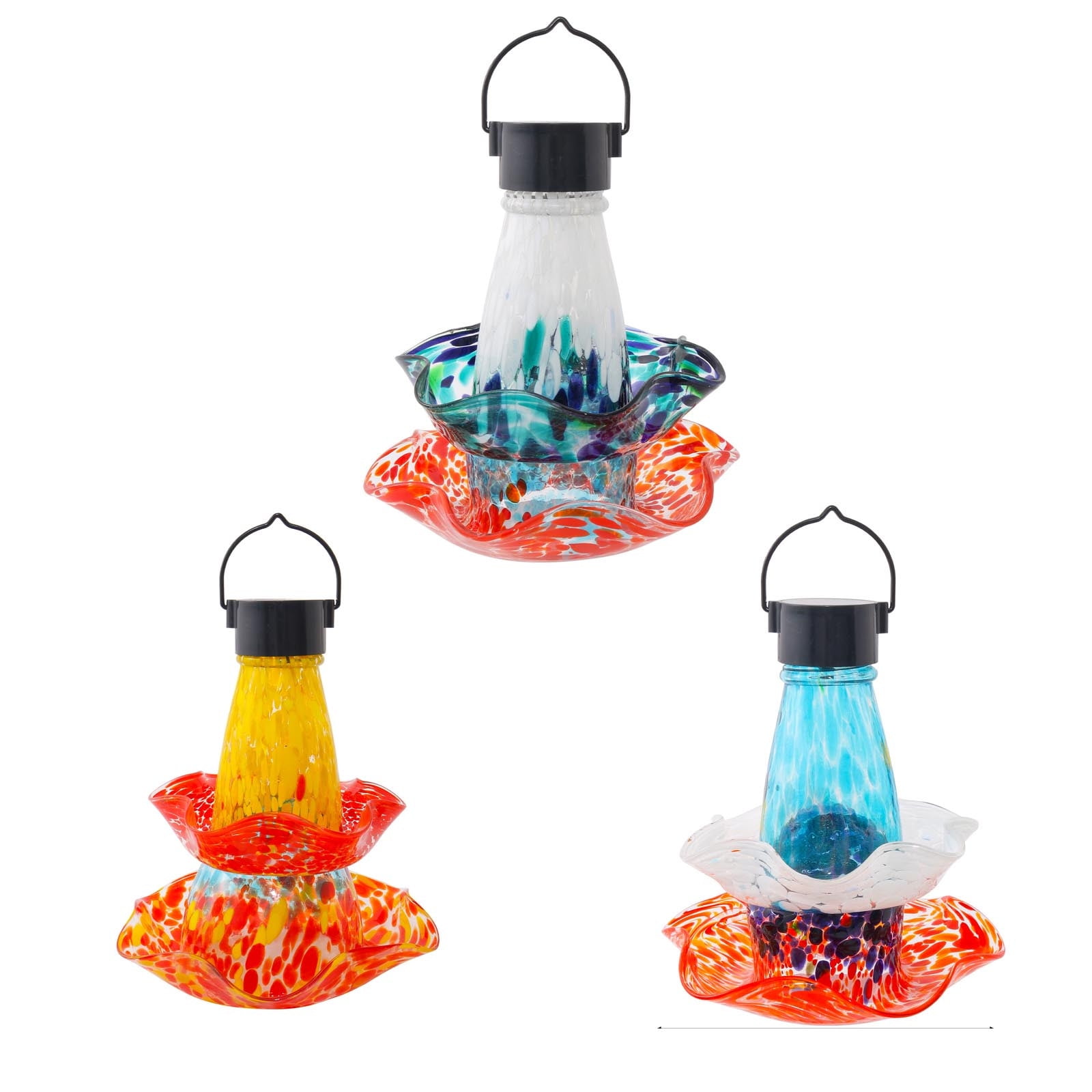 Viflosae Hanging Birds Bath Birds Feeder Stand Outdoor Birds Bath Solar ...