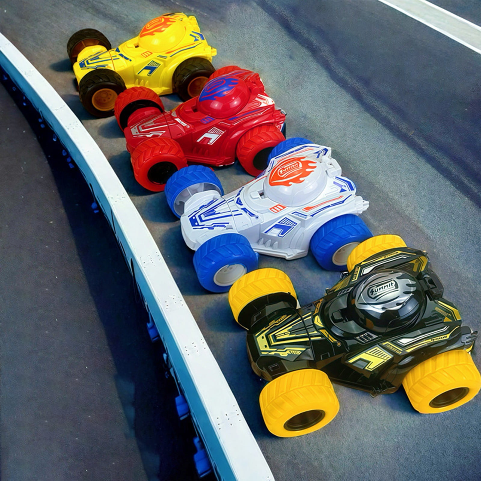 Viflosae Kids Toy Car Double Sided Friction Power Car Flip Shock ...