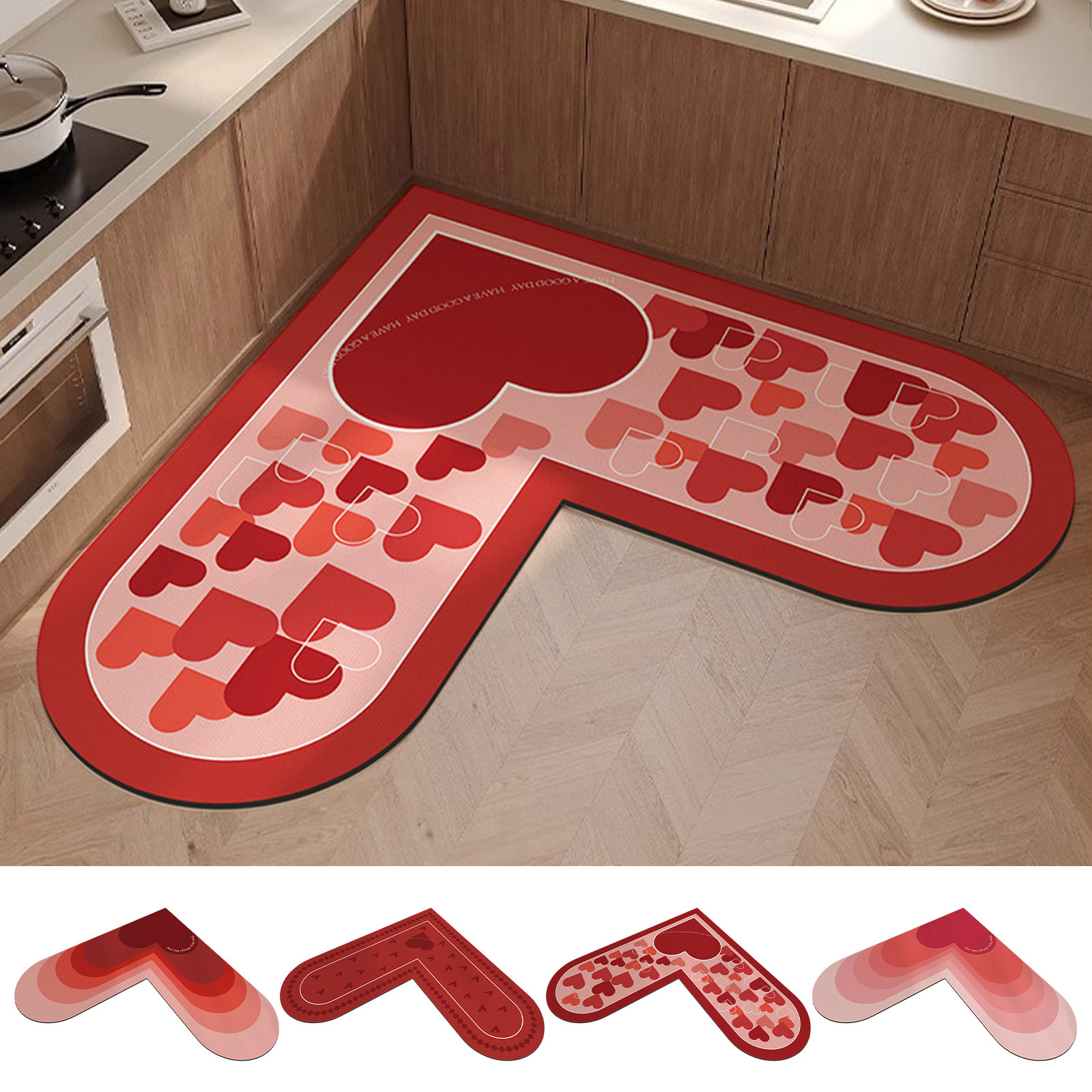 Viflosae L-shaped Kitchen Bathroom Water Absorbent Dirt Resistants ...