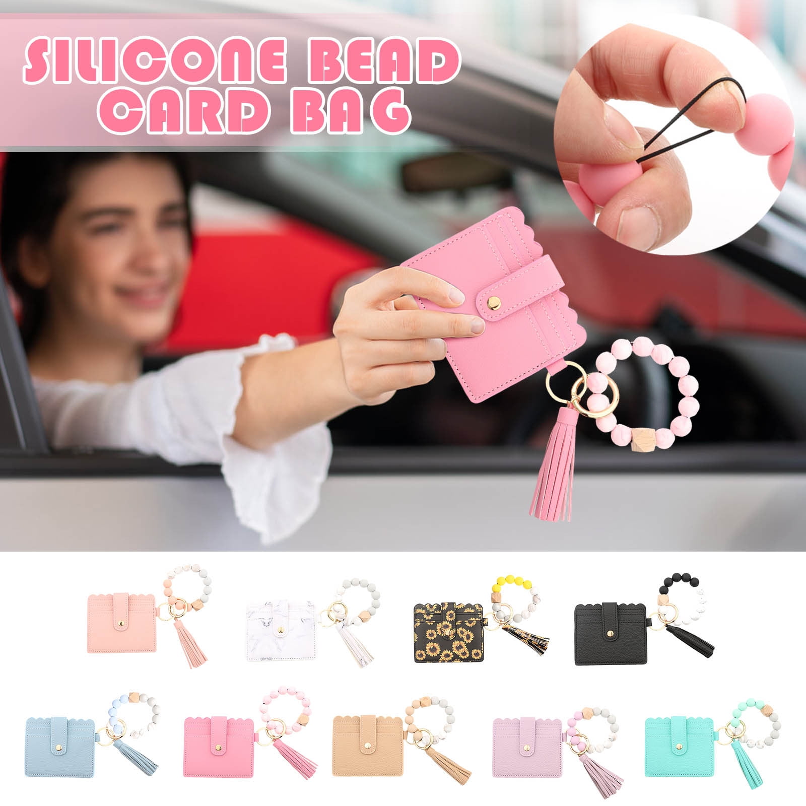 Viflosae Leather Wallet Keychain Card Holders Key Organizer Slim Multi ...