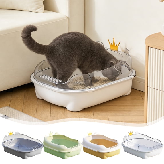 Viflosae Liter Box Cats Box Semi Enclosed Cats Litter Box with High ...