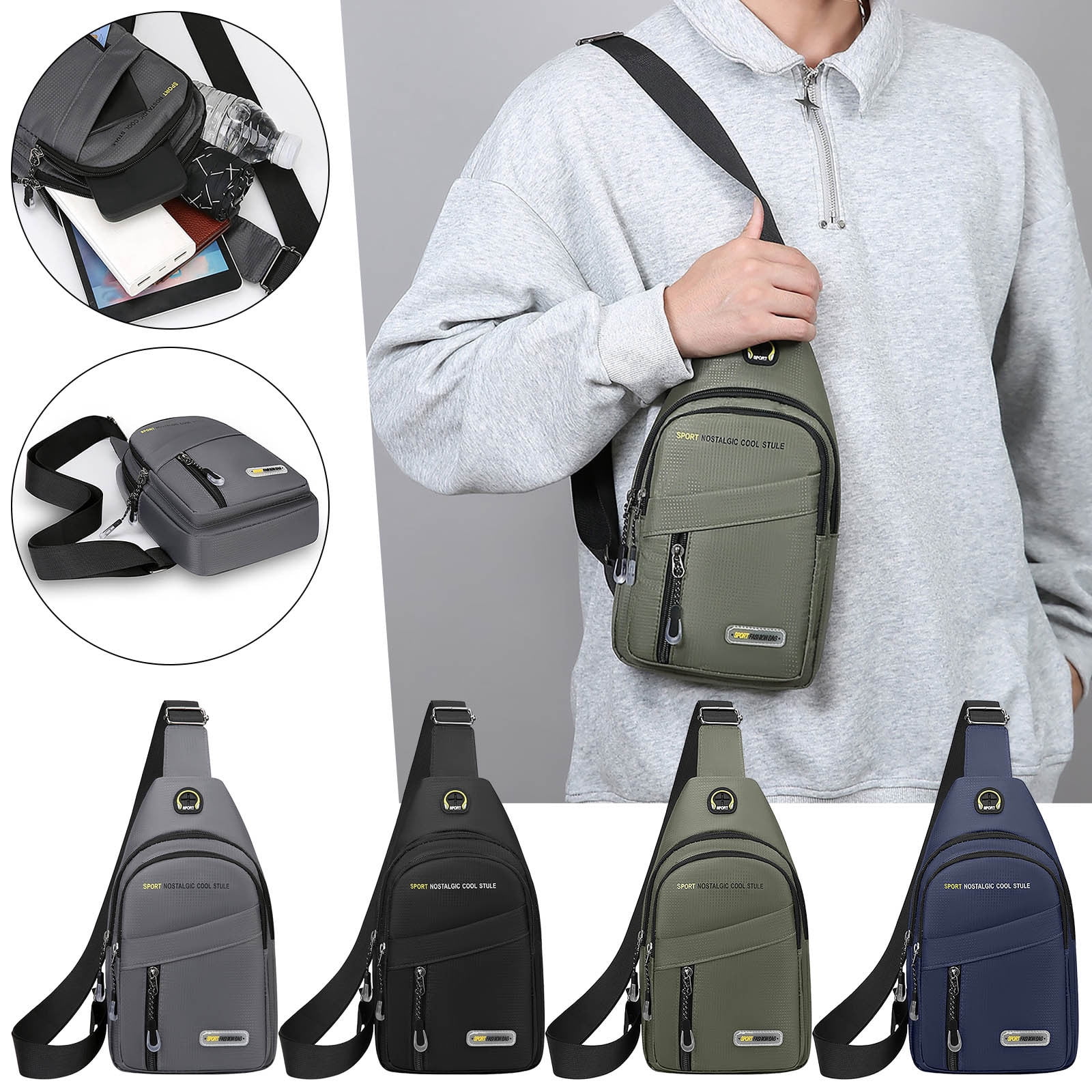Viflosae Mens Shoulder Bag Mens Sling Bag Men’s Chest Bag Versatile ...
