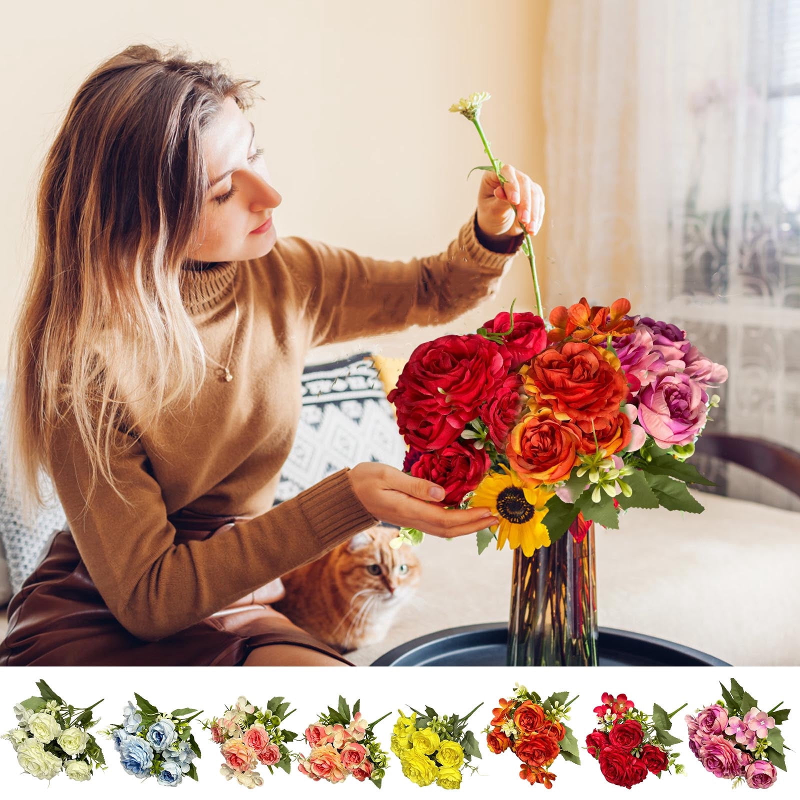 Viflosae Outdoor Artificial Flowers Wedding Centerpieces for Tables ...