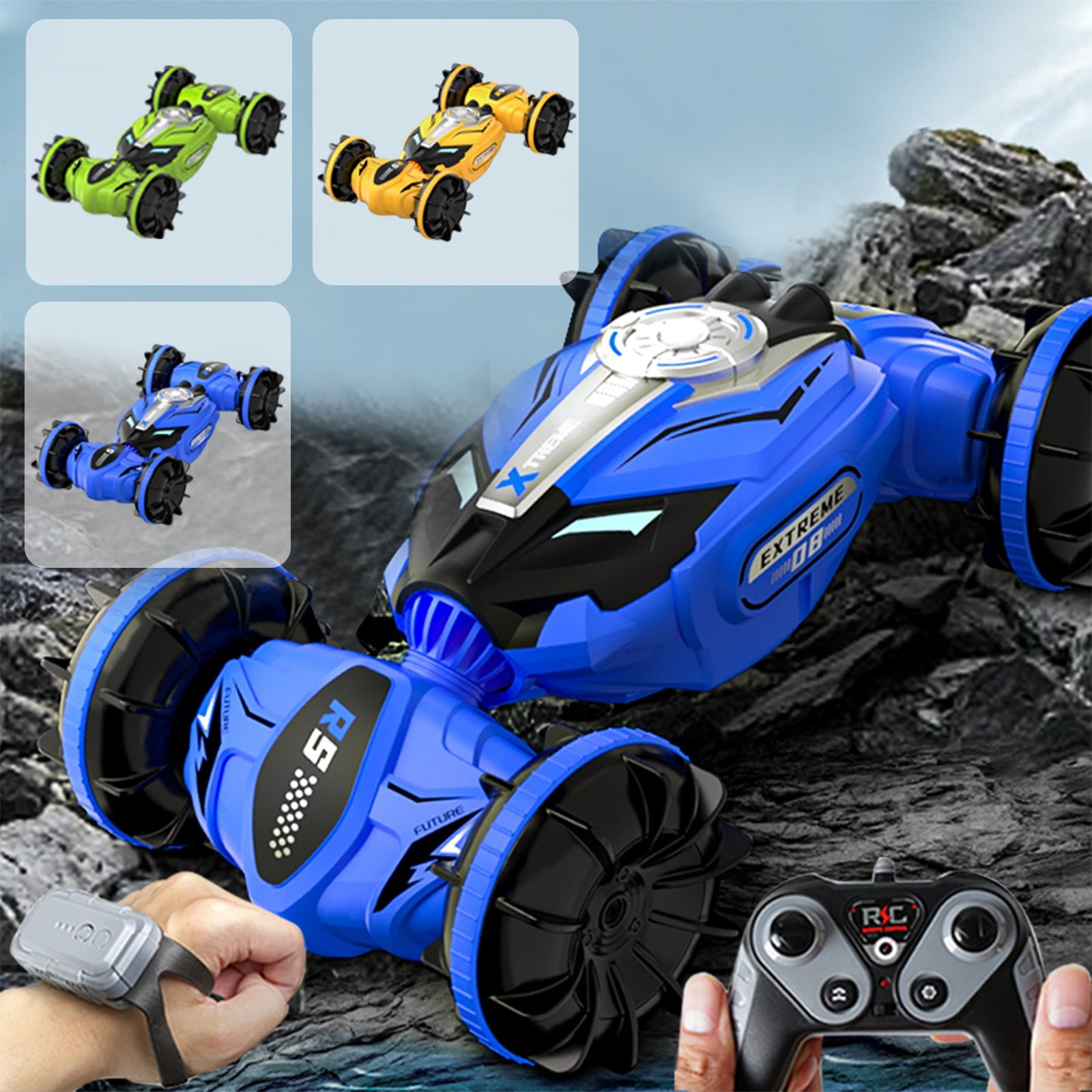 Viflosae Outdoor Kids Toys Water And Land Remote Control Car RC Stunt ...