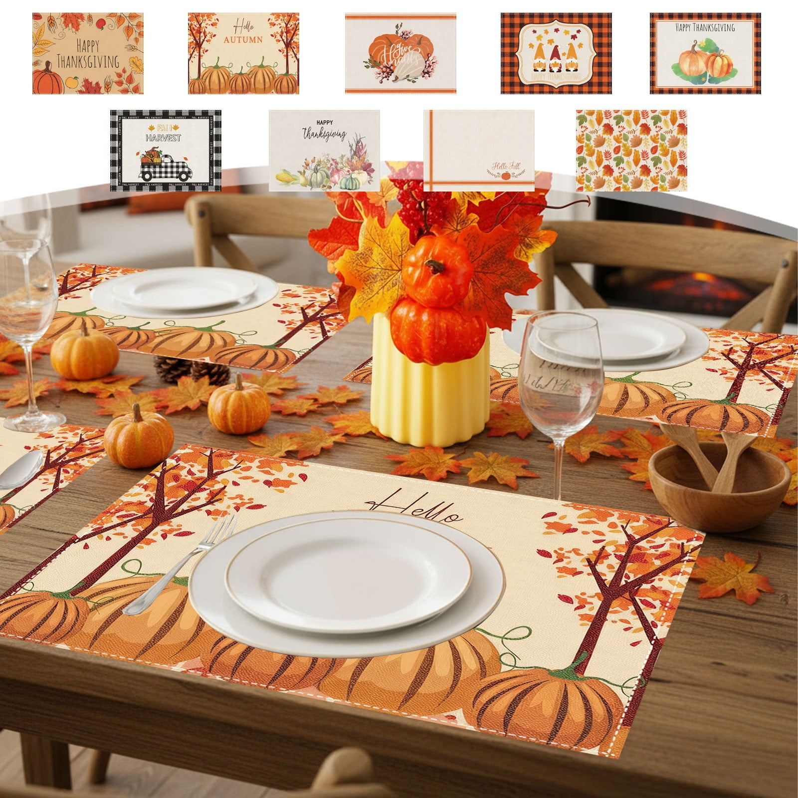 Viflosae Placemats Table Mats Fall Decor Pumpkin Fall Placemats 1 Piece ...