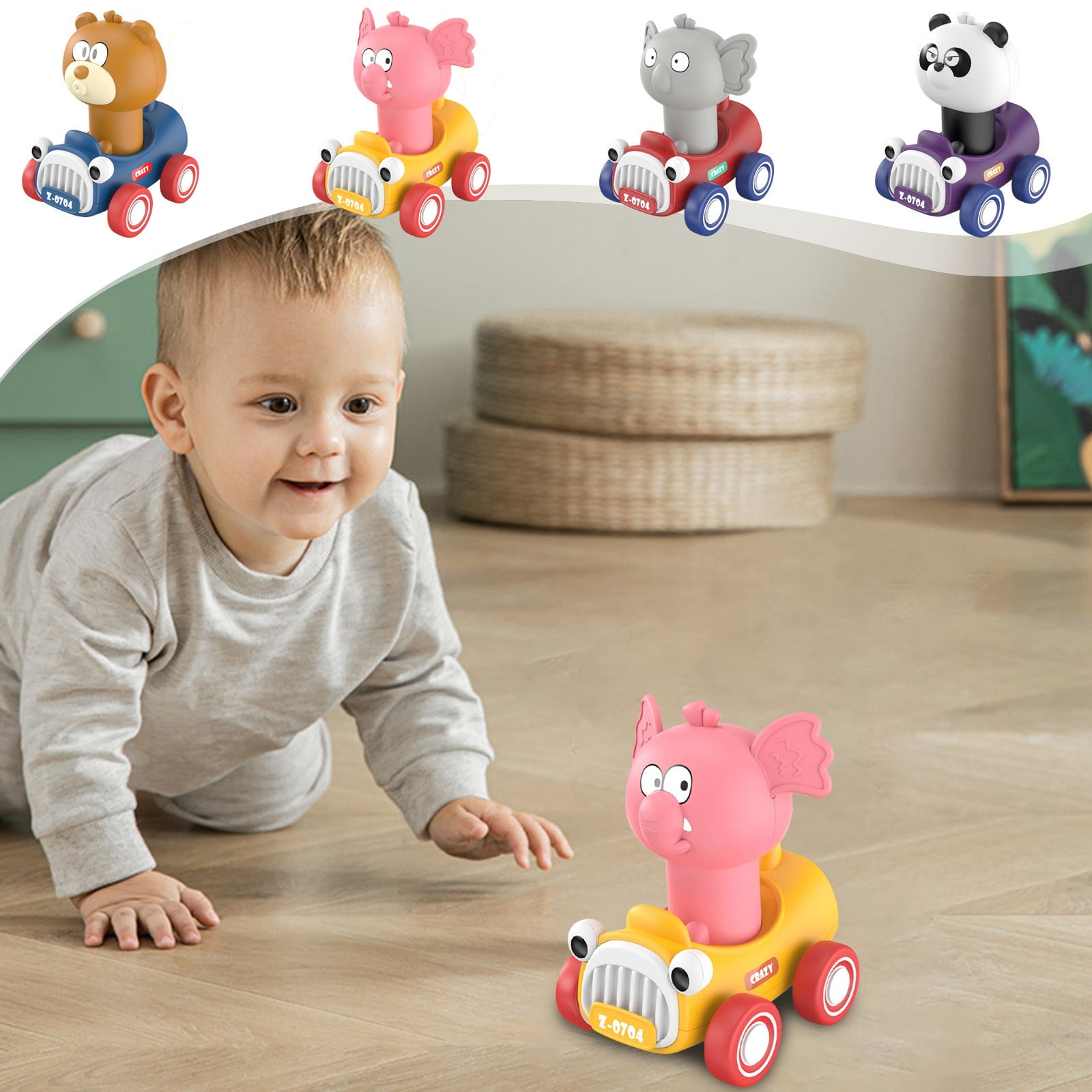 Viflosae Push Toys for Toddlers Children's Forward Pressing Toy Car 0-3 ...