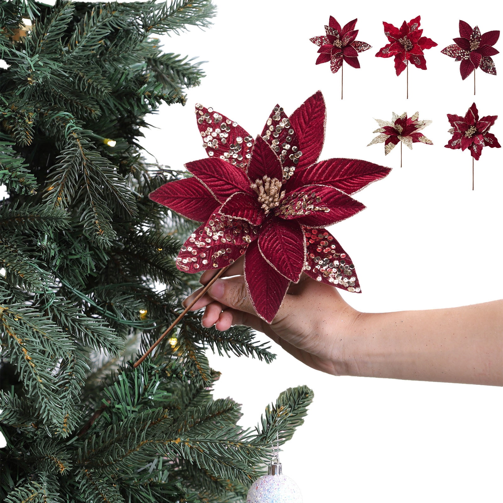 Viflosae Red Christmas Ornaments Mini Christmas Tree Ornaments ...