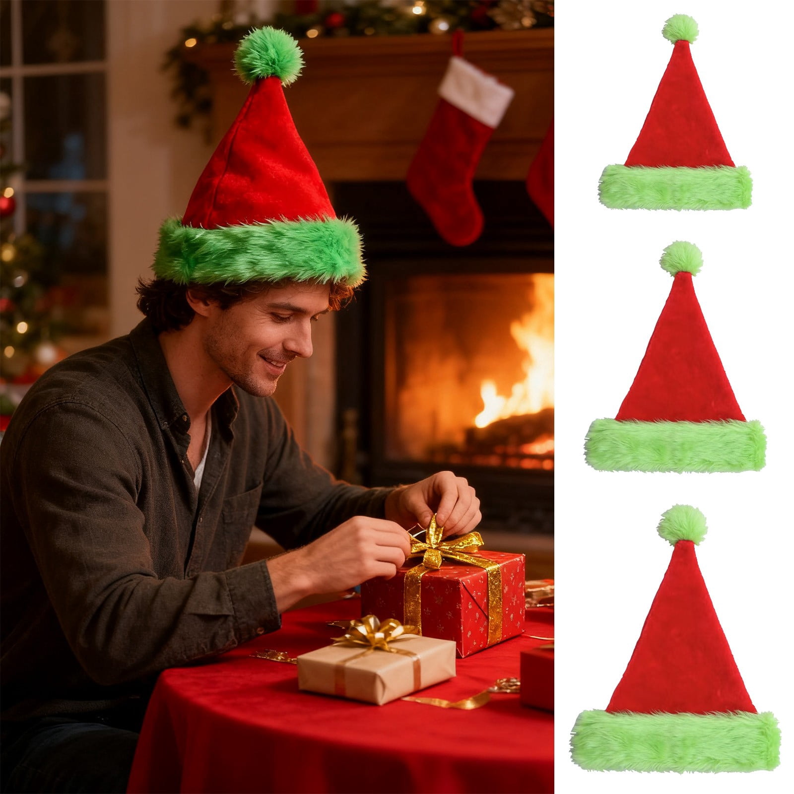 Viflosae Santa Hats Adult Funny Christmas Hats Christmas Hat two-ply ...