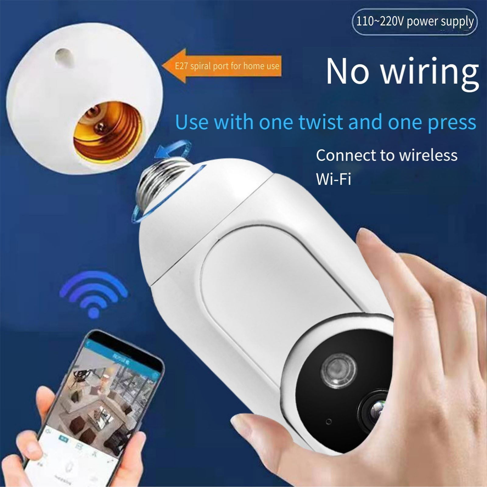 Viflosae Security Camera Cameras for Home Security E27 Bulb Camera 2MP ...